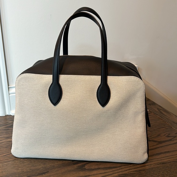 KHAITE | Bags | Khaite Maeve Weekender Large Leather And Canvas Tote ...